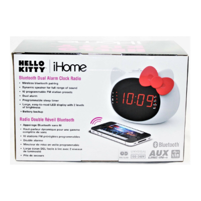 Parlante con radio despertador dual bluetooth Ihome HELLO KITTY - Kittyshop